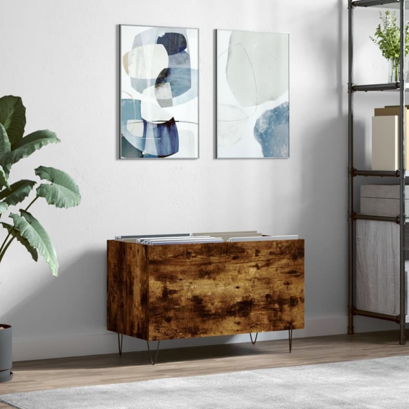 Meuble Range Vinyle en Chêne Fumé 74,5x38x48 cm – Heritage Vintage™